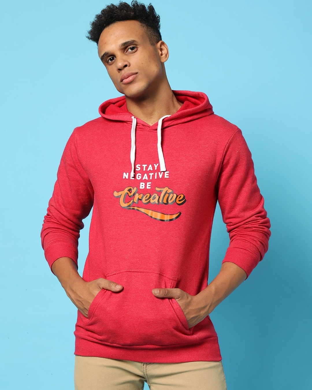 Buy Men's Red Creative Typography Hooded Sweatshirt Online at Bewakoof