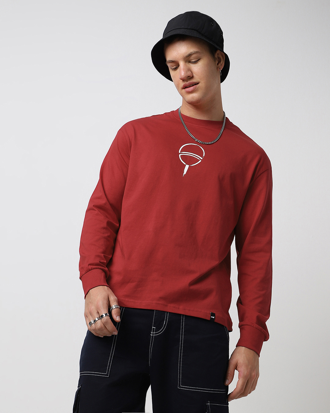 Buy Men's Red Cursed Sasuke Graphic Printed Oversized T-shirt Online at ...