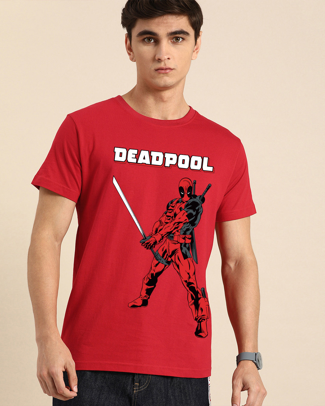 Buy Men's Red Deadpool Sword Graphic Printed T-shirt for Men red Online ...