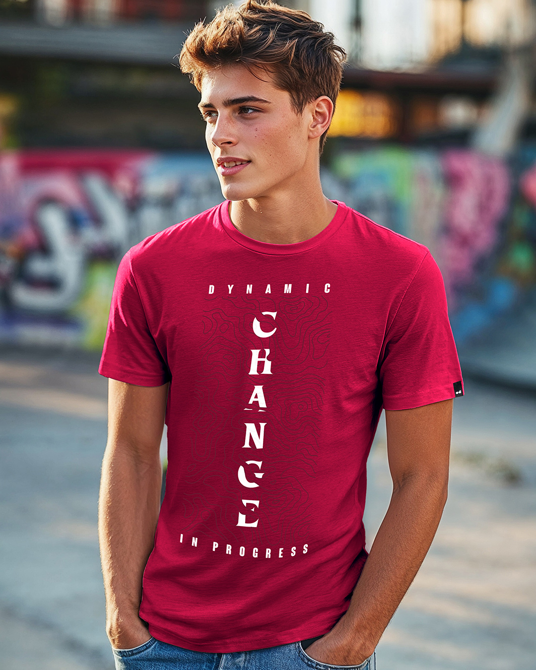 Buy Men's Red Dynamic Change Graphic Printed T-shirt Online at Bewakoof