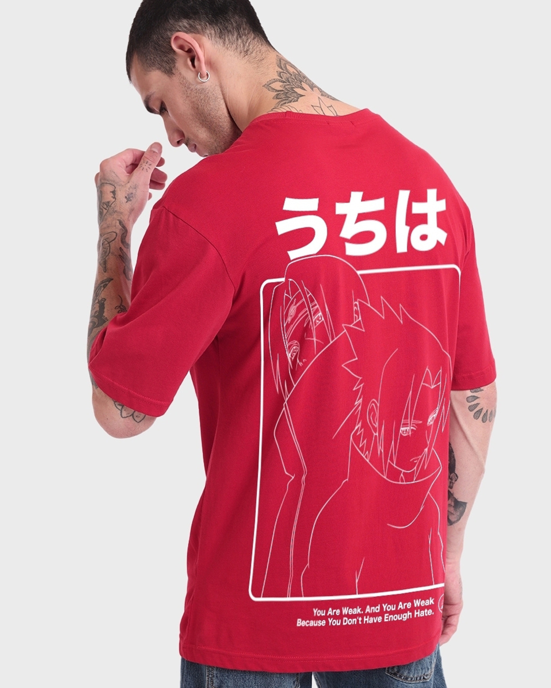 Buy Men's Red Enough Hate Graphic Printed Oversized T-shirt Online at ...