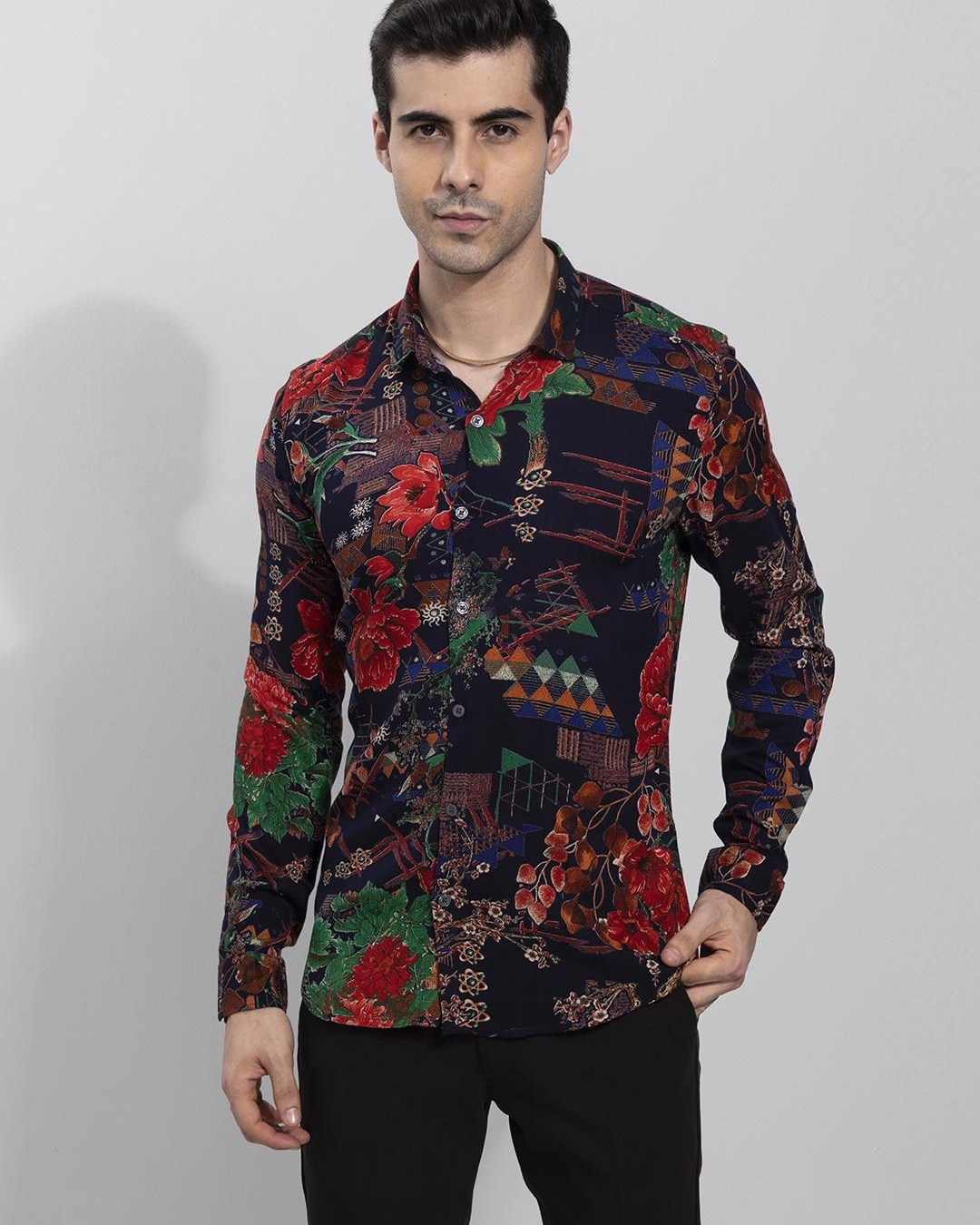 Buy Men's Red Floral Printed Slim Fit Shirt Online at Bewakoof
