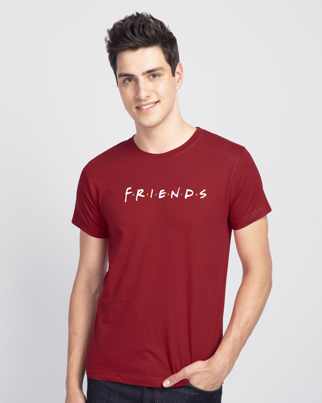 Buy Men's Red Friends Logo Typography T-shirt Online at Bewakoof