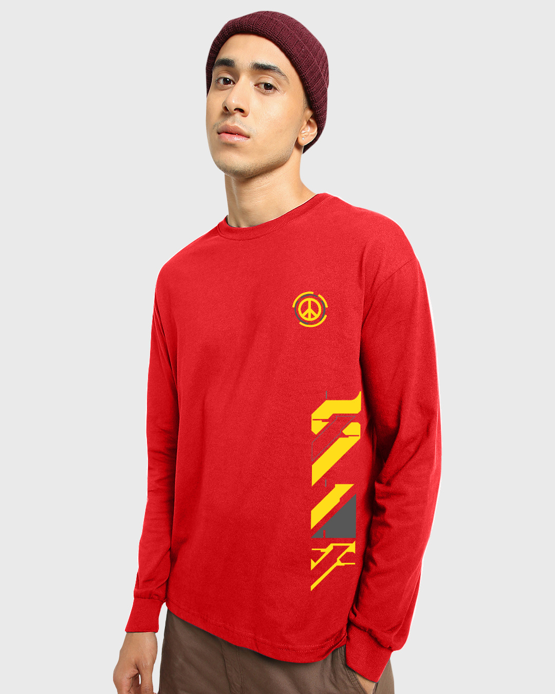 Buy Men's Red Funk Peace Graphic Printed Oversized T-shirt Online in ...