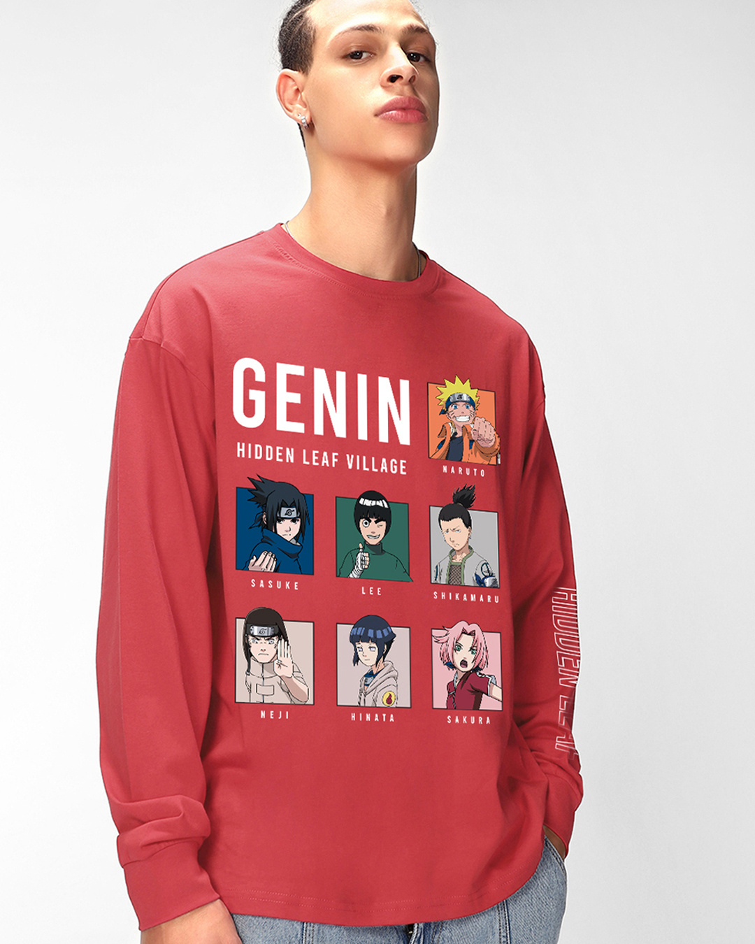 Buy Men's Red Genins Graphic Printed Oversized T-shirt Online at Bewakoof