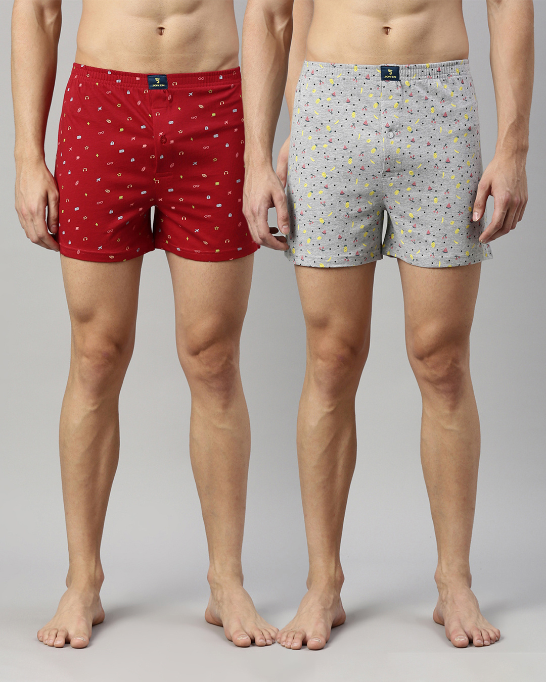 Buy Pack of 2 Men's Red & Grey All Over Printed Boxers Online in India ...