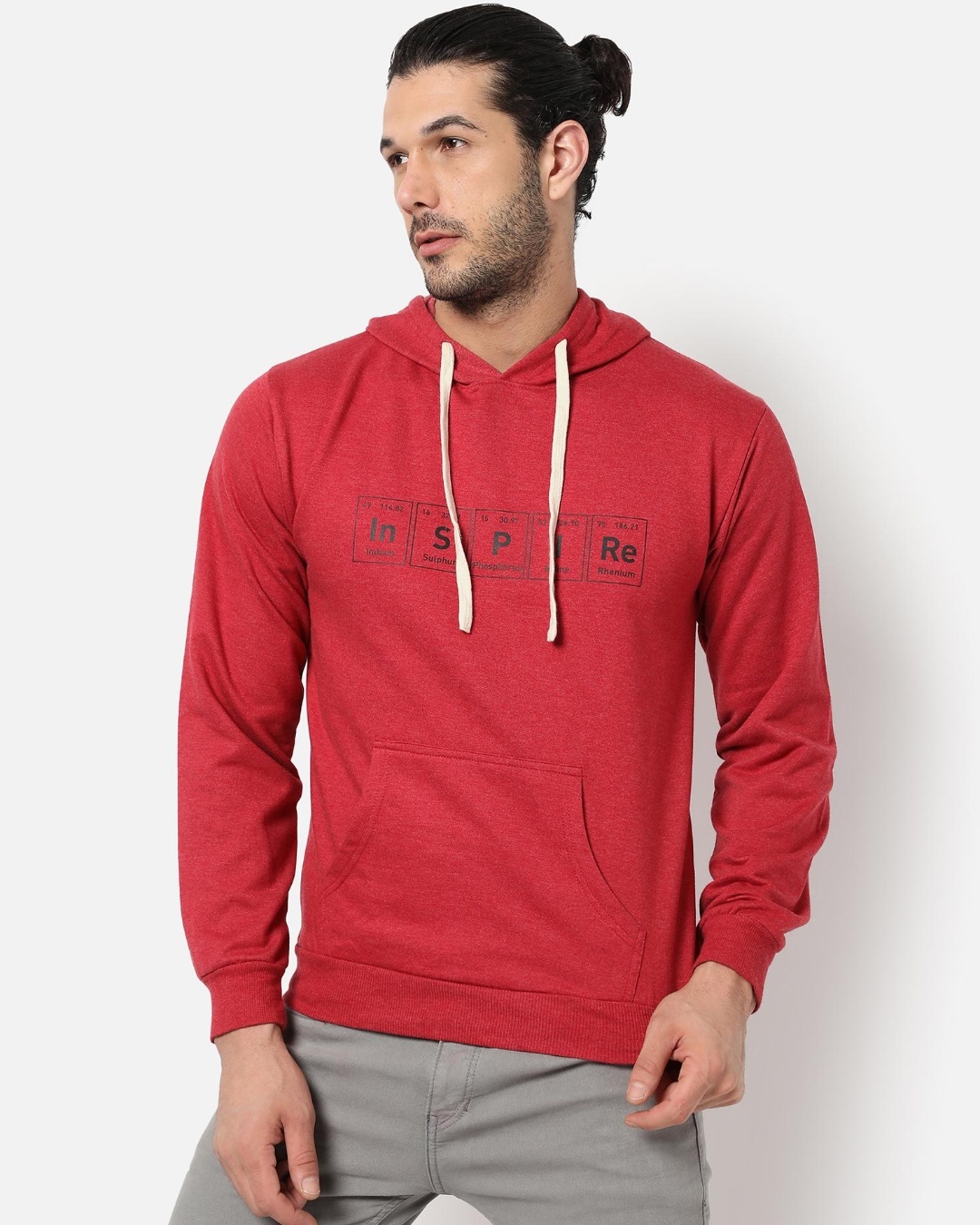 Buy Men's Red Inspire Typography Hooded Sweatshirt Online at Bewakoof