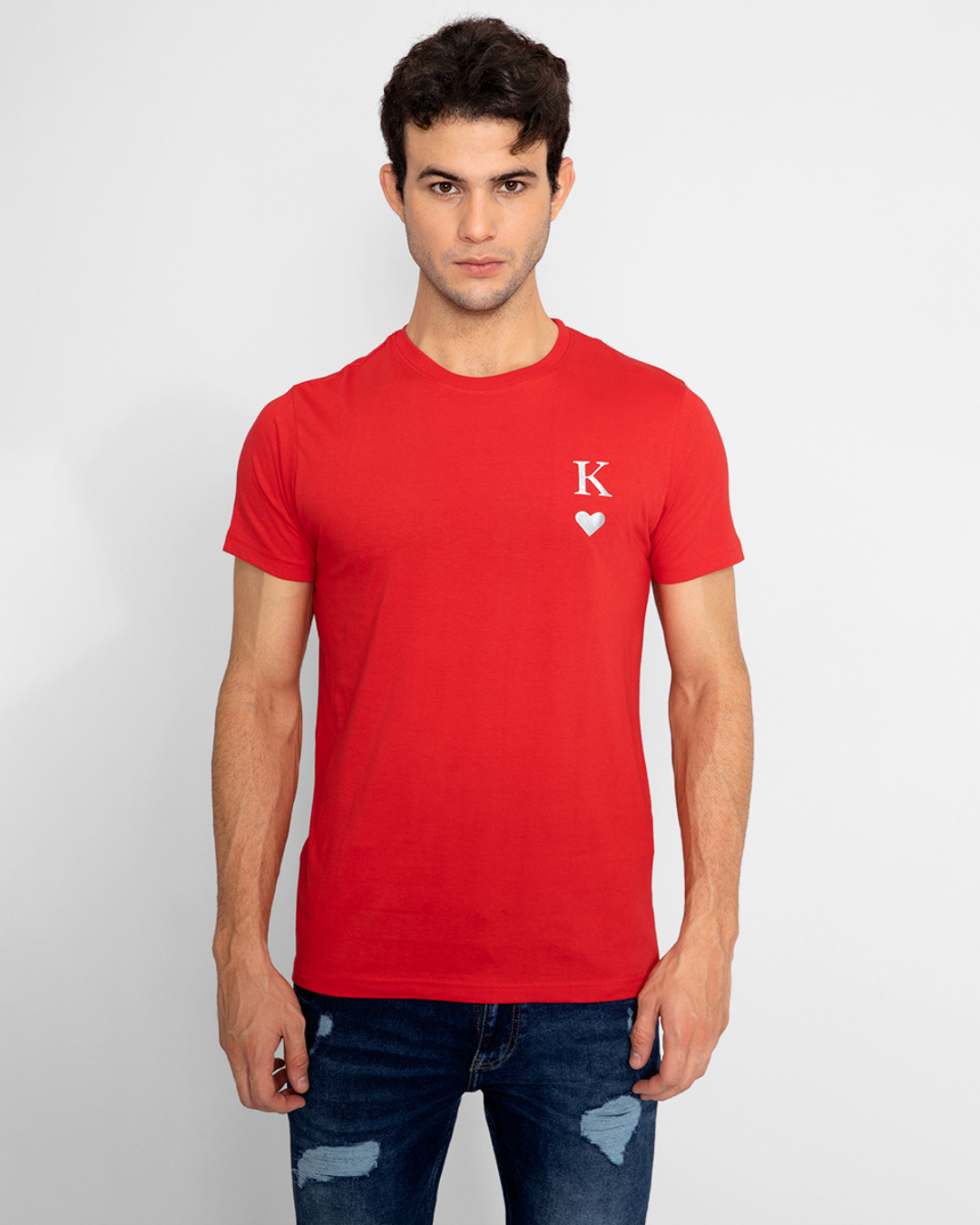 Buy Men's Red K Typography Slim Fit Cotton T-shirt Online at Bewakoof