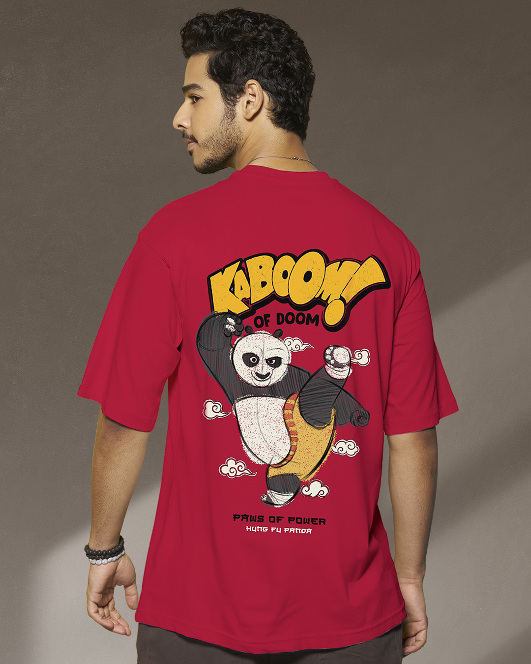 Buy Men's Red Kaboom Graphic Printed Oversized T-shirt Online at Bewakoof