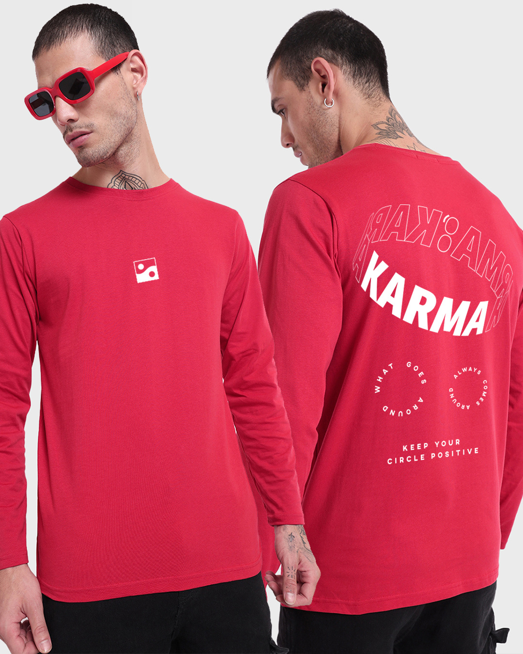 Buy Men's Red Karma Circles Typography T-shirt Online at Bewakoof