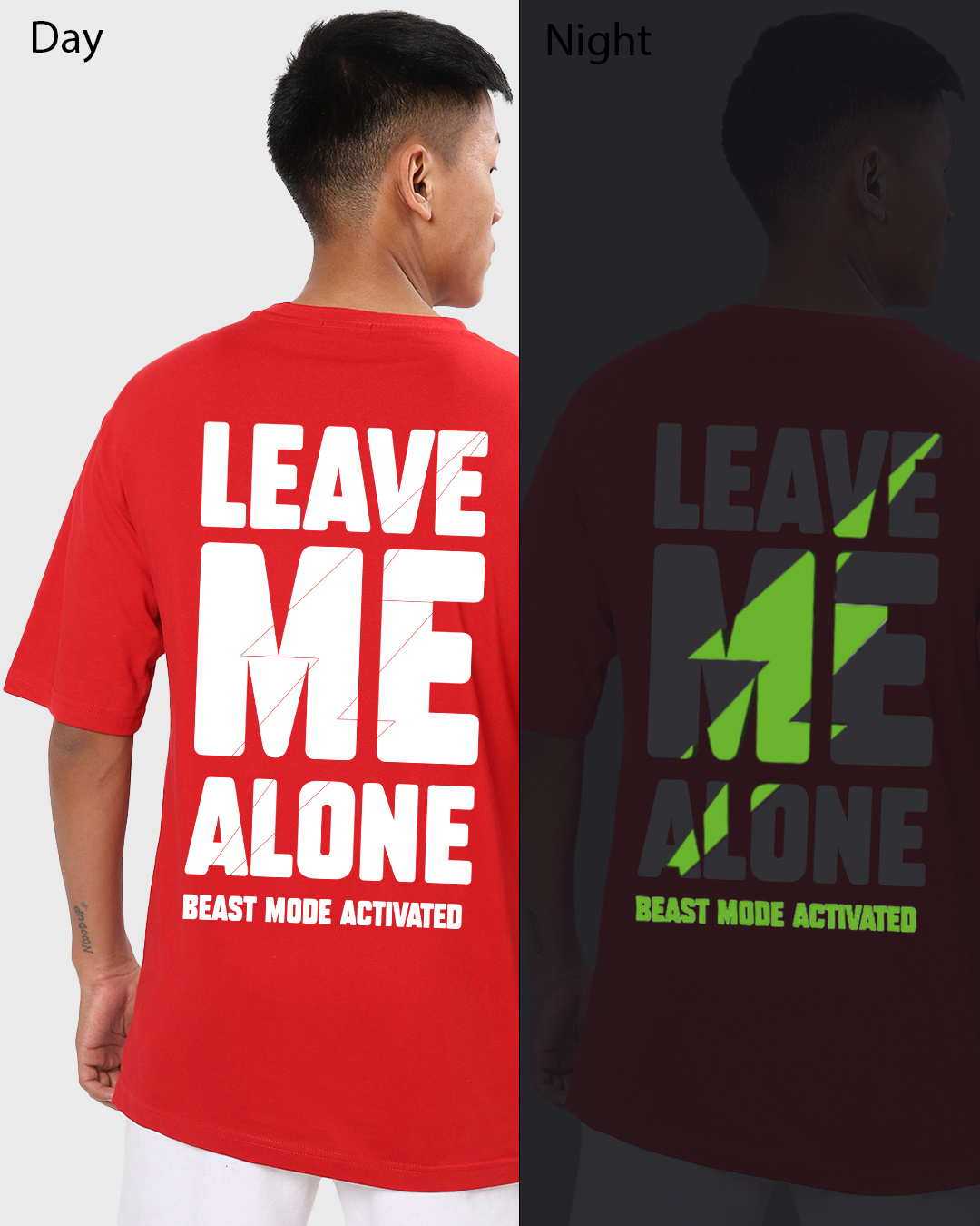 Buy Men's Red Leave Me Alone Typography Oversized T-shirt for Men red ...