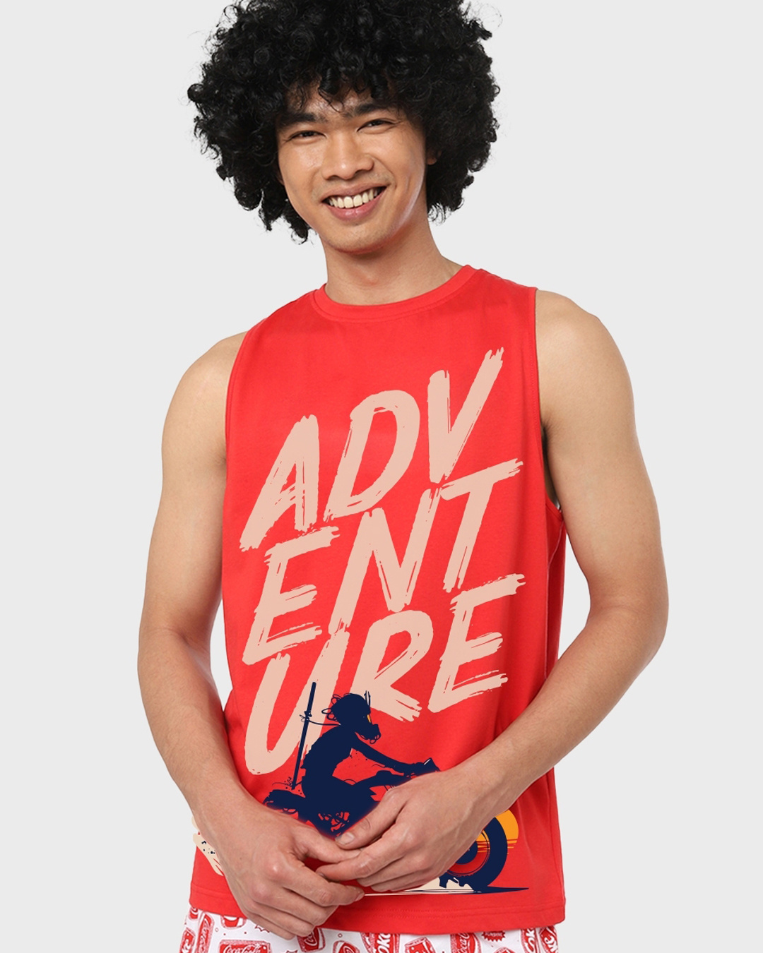Buy Men's Red Moon Rider Graphic Printed Vest Online at Bewakoof