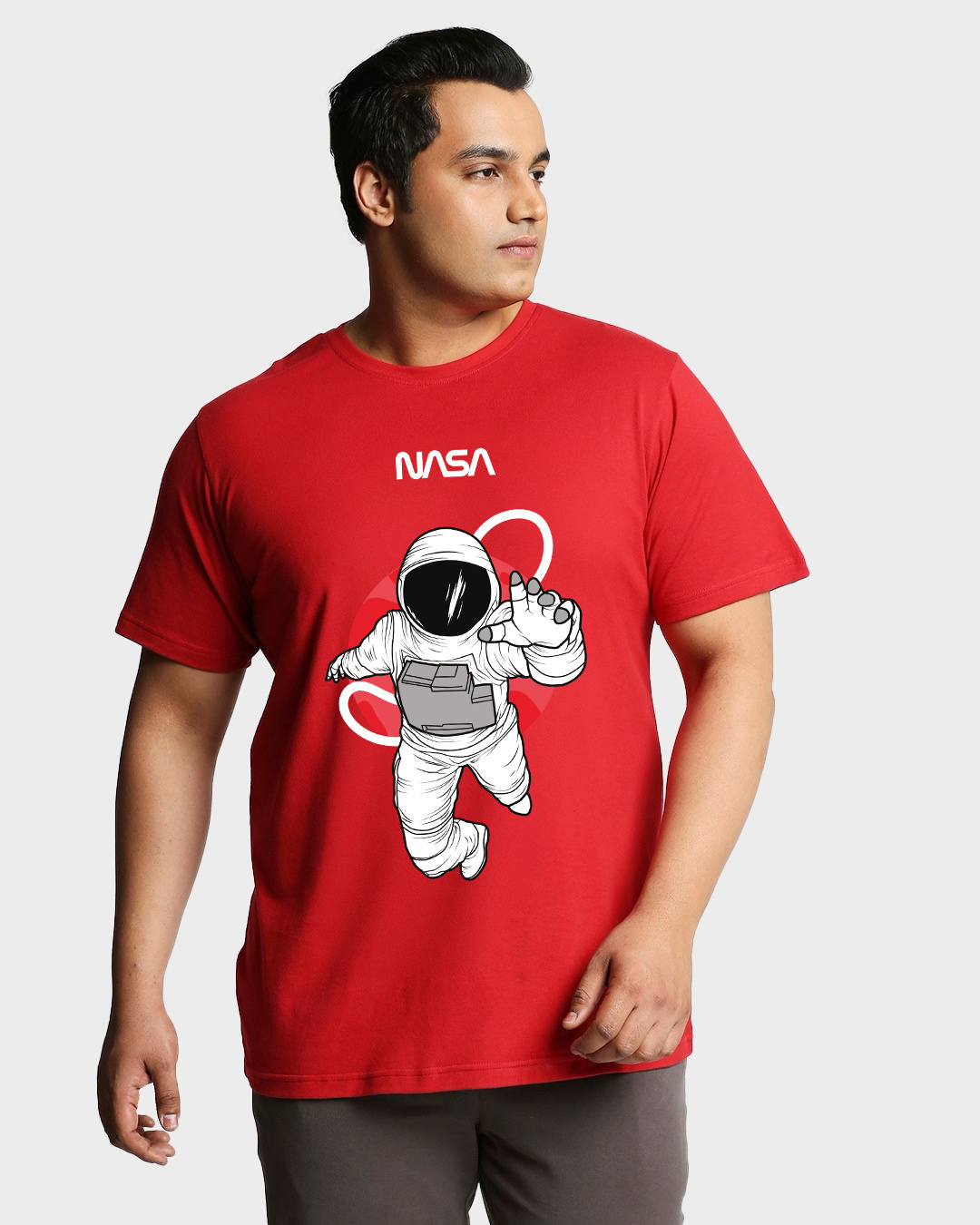 Buy Men's Red NASA Astronaut Graphic Printed Oversized Plus Size T ...
