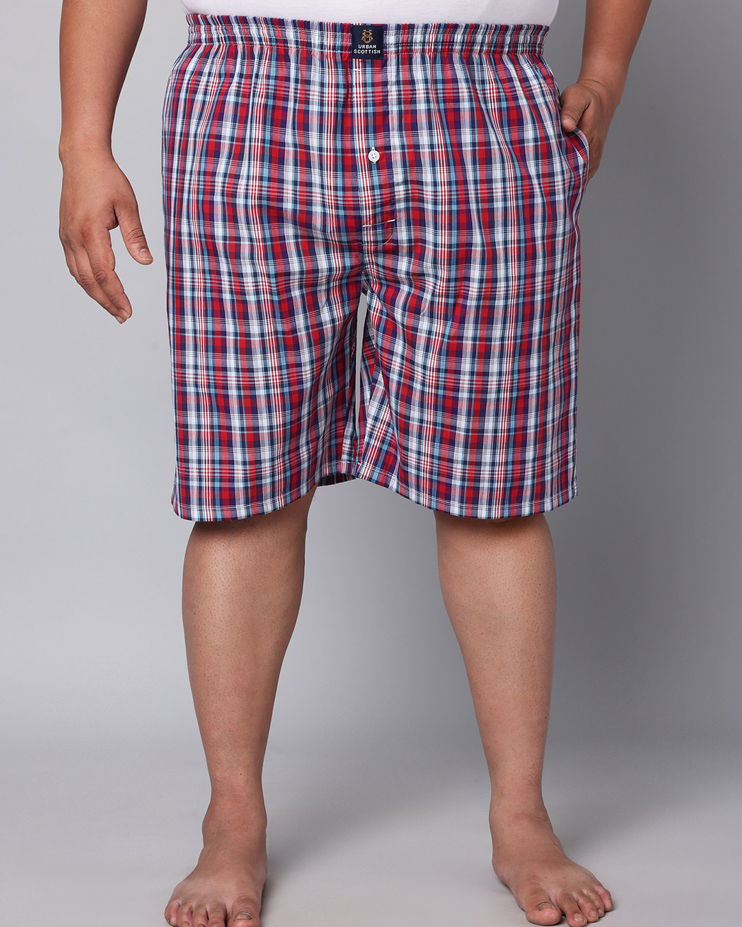 Buy Men's Red & Navy Blue Checked Plus Size Boxers Online in India at ...