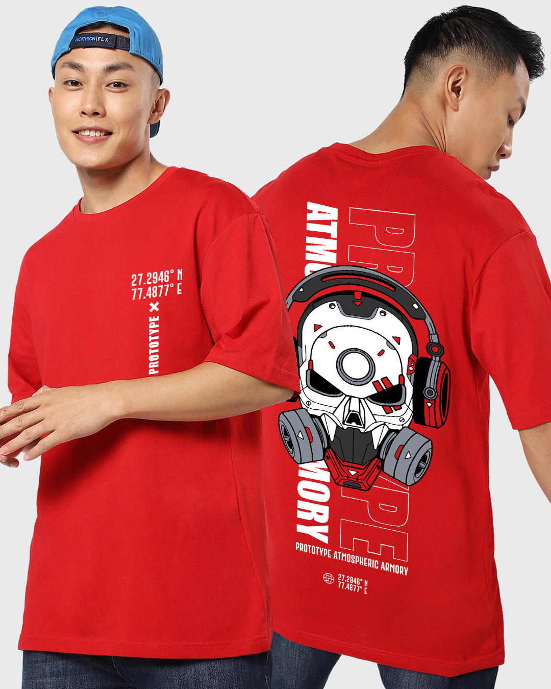 Buy Men's Red Prototype Graphic Printed Oversized T-shirt Online at ...