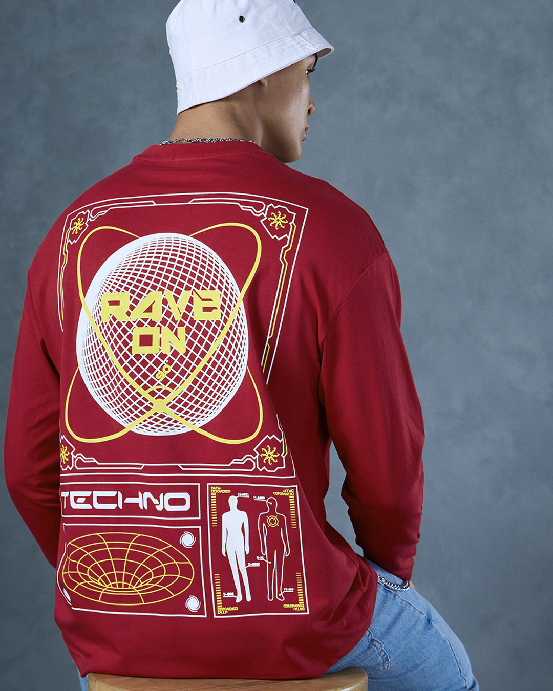 Buy Men's Red Rave On Graphic Printed Oversized T-shirt Online at Bewakoof