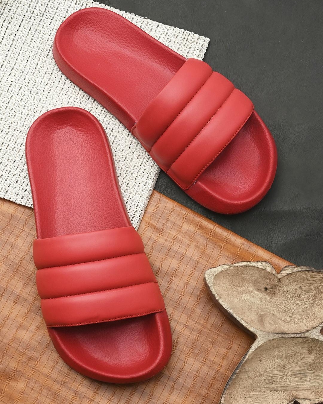 Buy Men's Red Sliders Online in India at Bewakoof