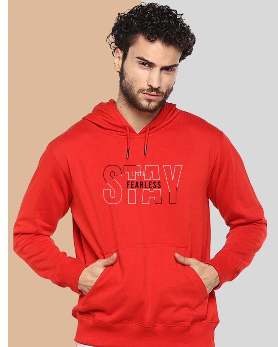 Buy Men's Red Stay Fearless Typography Hoodie Online at Bewakoof