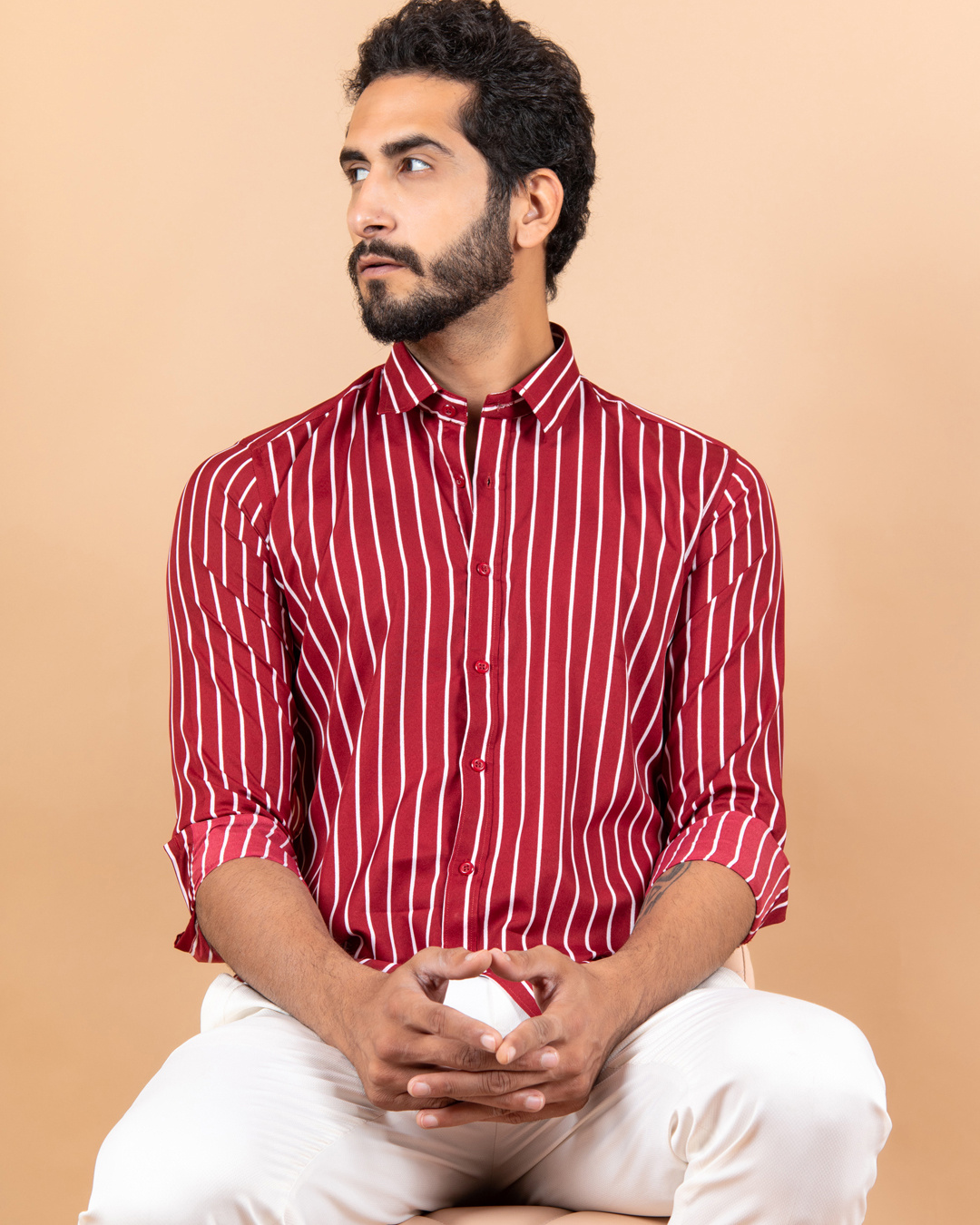 Buy Men's Red Striped Shirt Online at Bewakoof