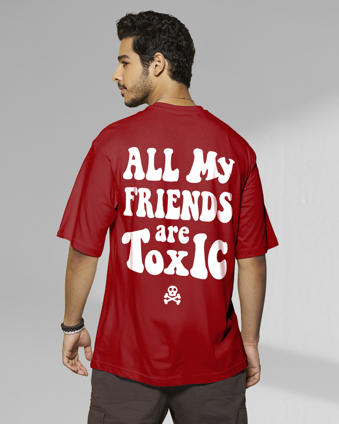 Buy Men's Red Toxic Typography Oversized T-shirt Online at Bewakoof