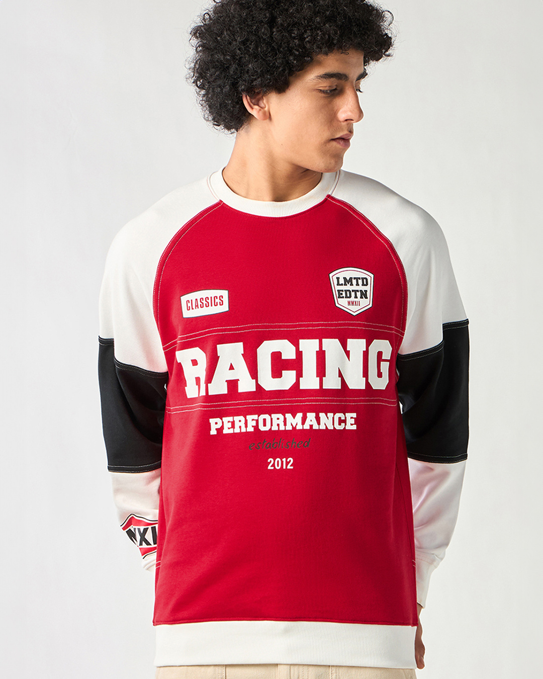 Buy Men's Red & White Typography Oversized Sweatshirt Online at Bewakoof