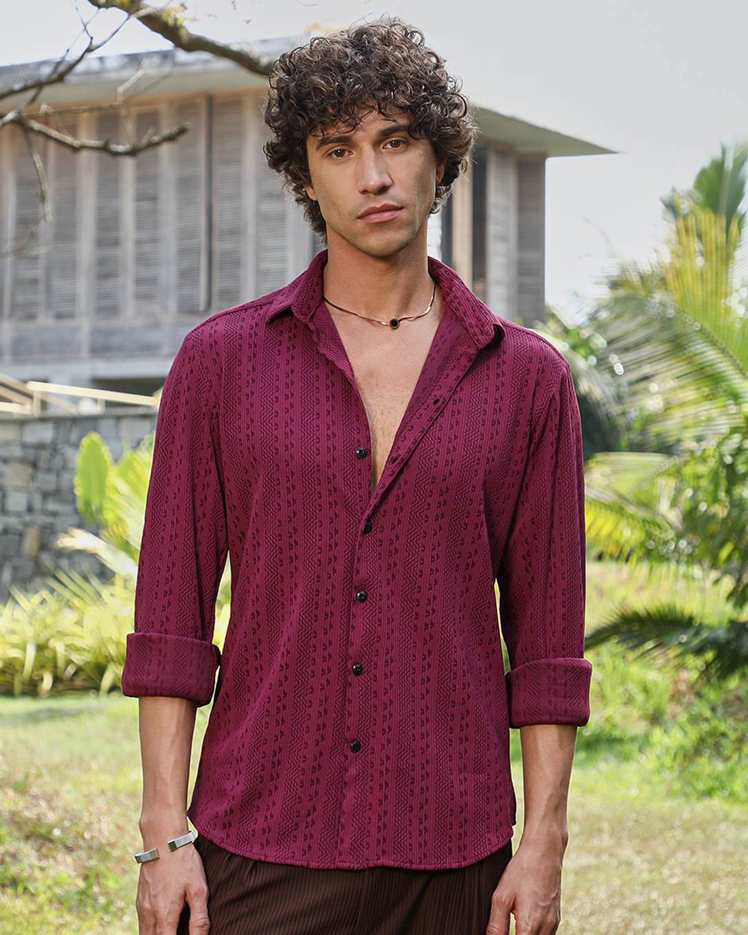Buy Men's Rose Red Textured Shirt Online at Bewakoof
