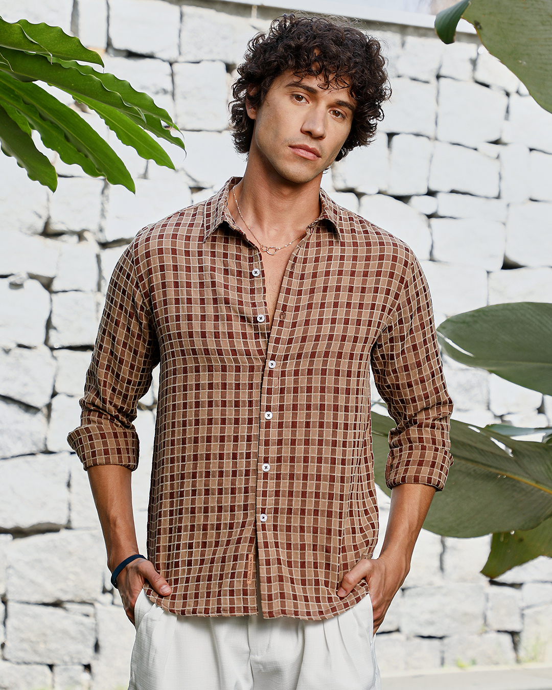 Buy Men's Russet Brown Checked Shirt Online at Bewakoof