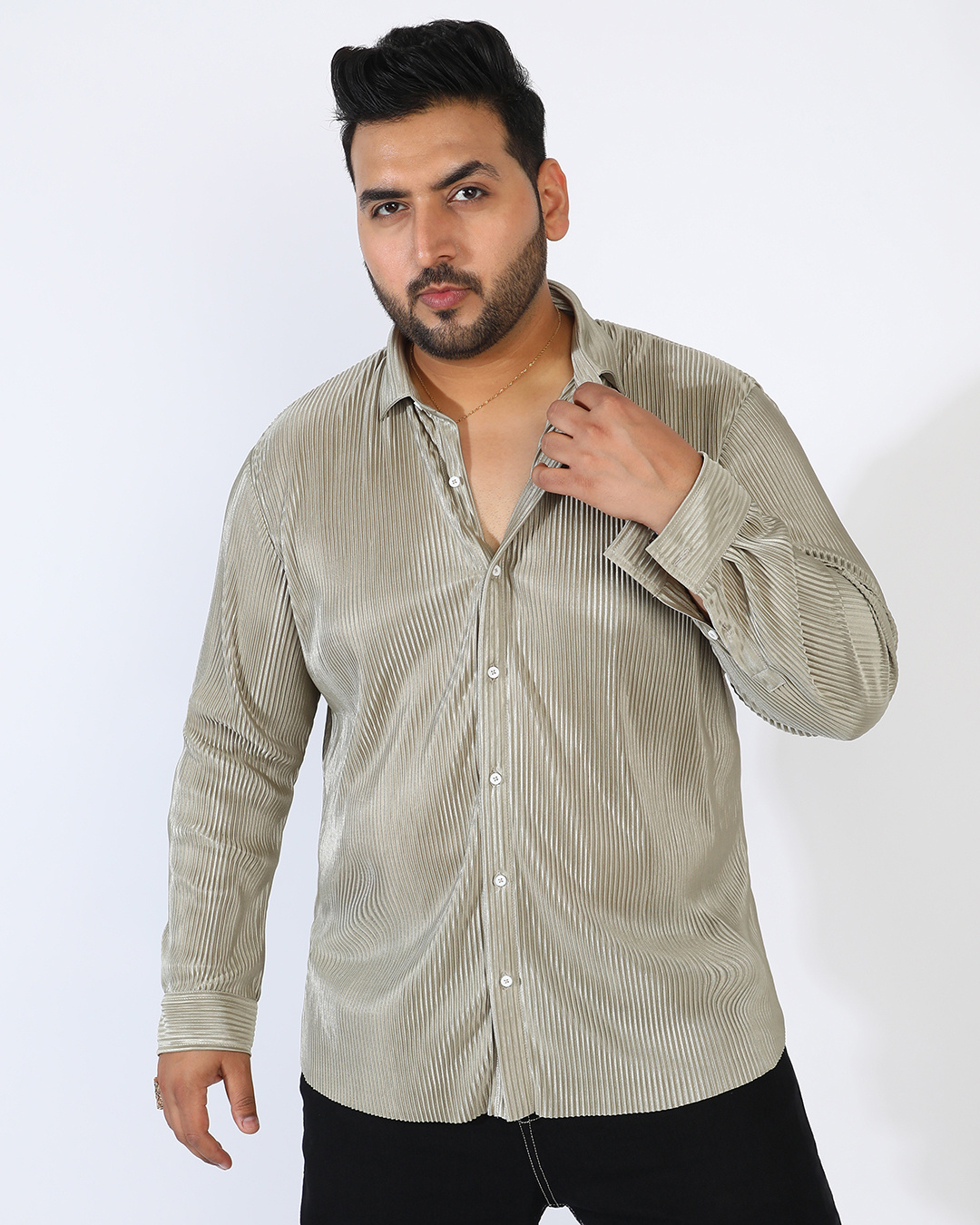 Buy Men's Sage Green Textured Oversized Plus Size Shirt Online at Bewakoof
