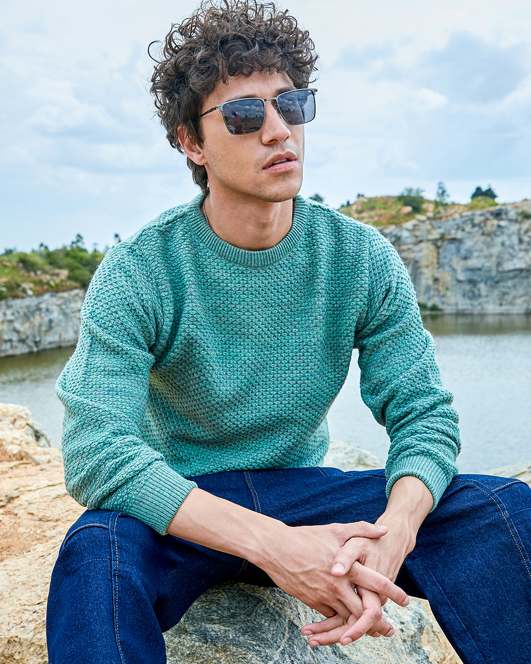 Buy Men's Sage Green Textured Sweater Online at Bewakoof