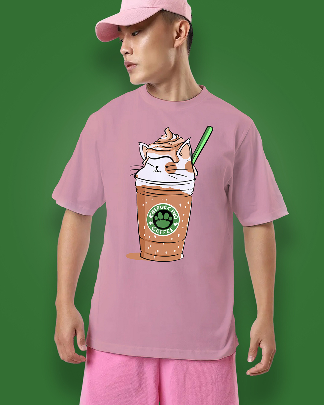 Buy Men's Salmon Pink Graphic Printed Super Loose Fit T-shirt Online at ...
