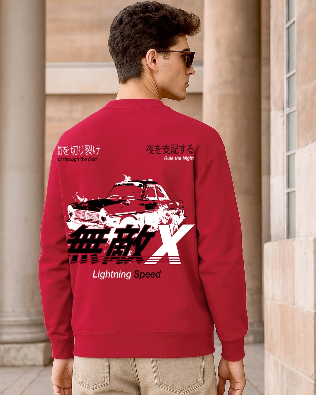 Buy Men's Salsa Red Speed Graphic Printed Oversized Sweatshirt Online ...