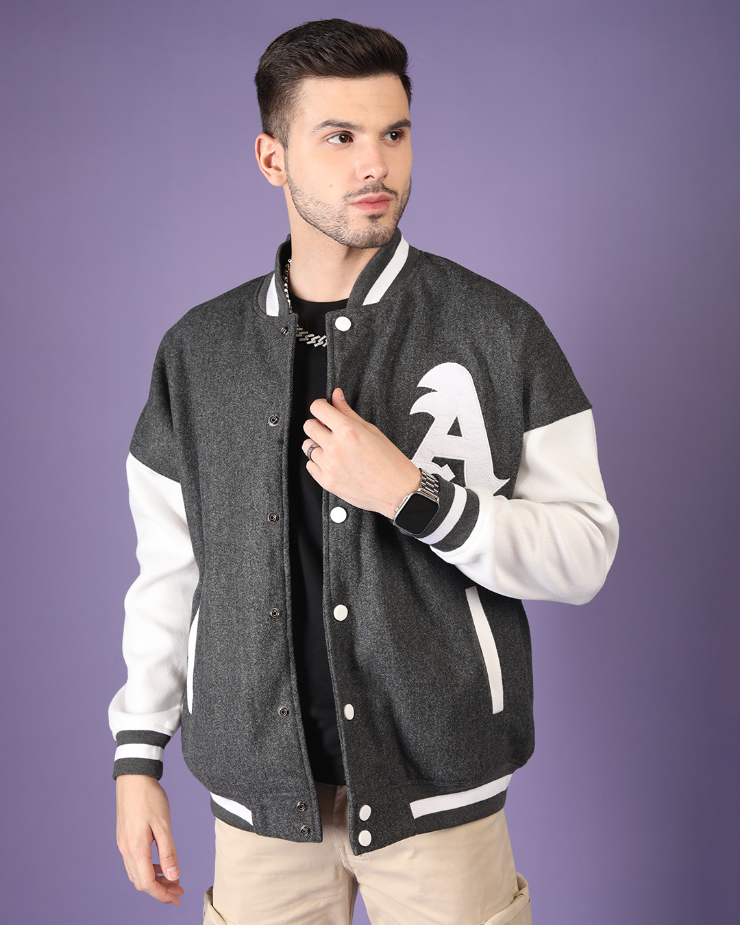 Buy Men's Salte Grey & White Color Block Jacket Online at Bewakoof