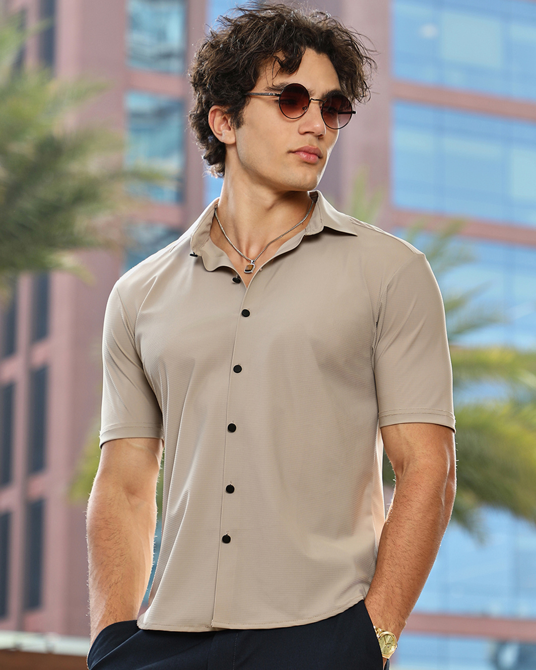 Buy Men's Sand Beige Textured Shirt Online at Bewakoof