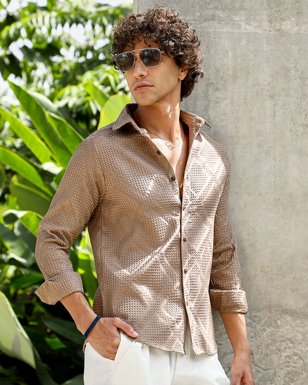 Buy Men's Sand Beige Textured Shirt Online at Bewakoof
