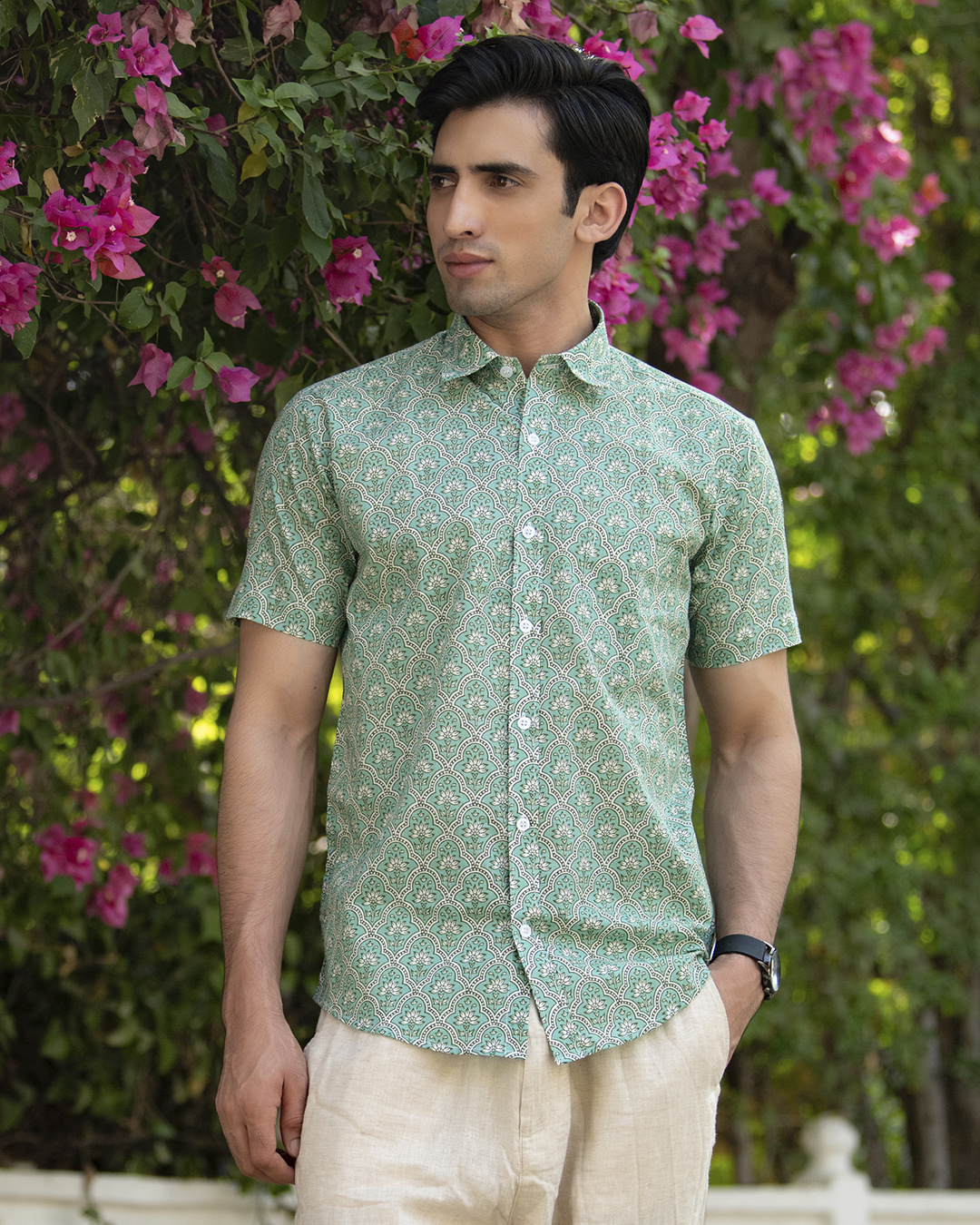 Buy Men's Sea Green Jaipuri Printed Shirt Online at Bewakoof