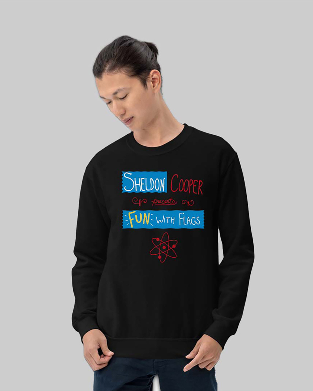 Buy Men's Black Sheldon Cooper Printed Regular Fit Sweatshirt Online at ...