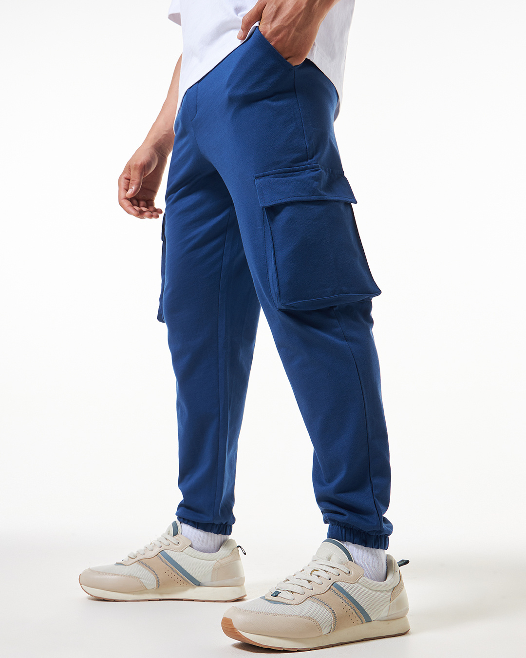 Buy Men's Skipper Blue Oversized Cargo Joggers Online at Bewakoof