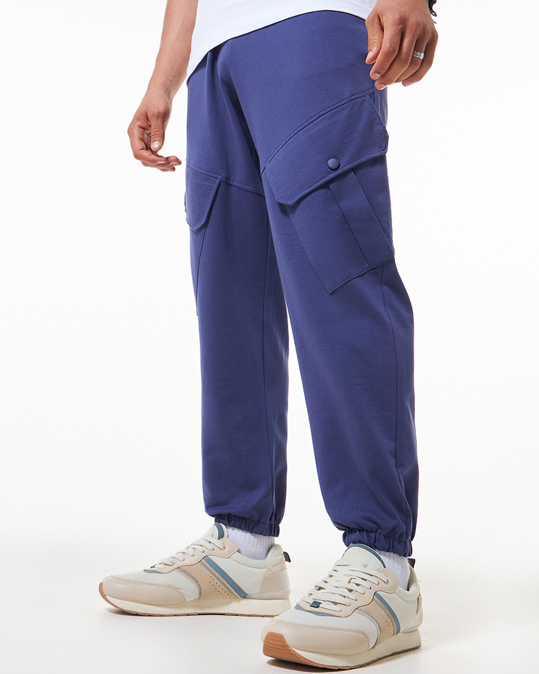 Buy Men's Skipper Blue Super Loose Fit Cargo Joggers Online at Bewakoof
