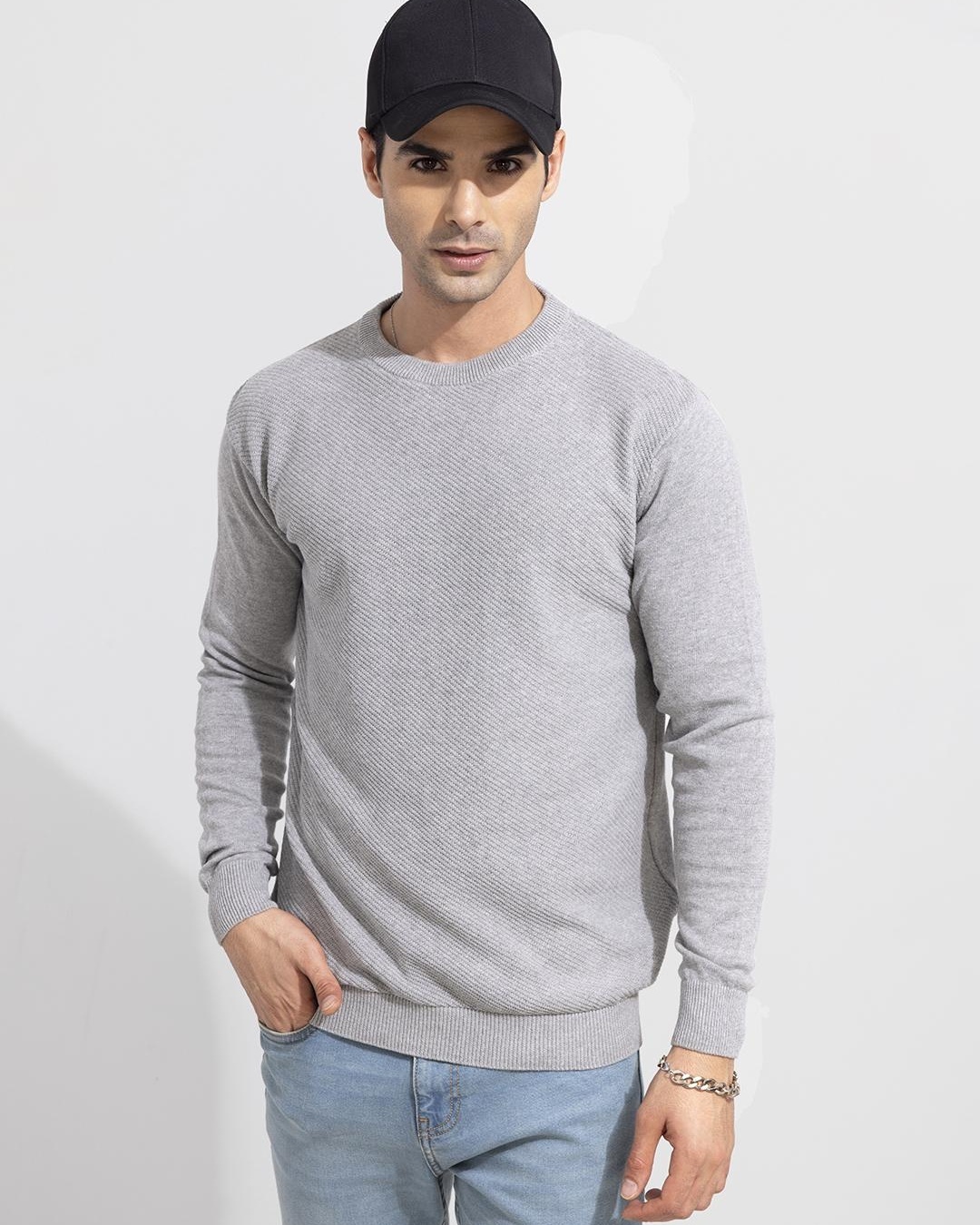 Buy Men's Snug Grey Sweater Online at Bewakoof