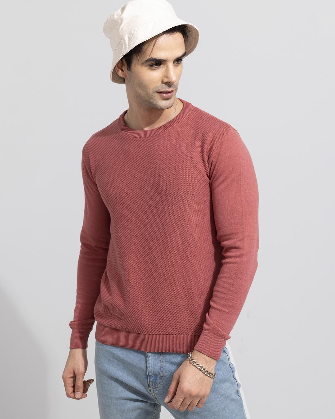 Buy Men's Snug Pink Sweater Online at Bewakoof