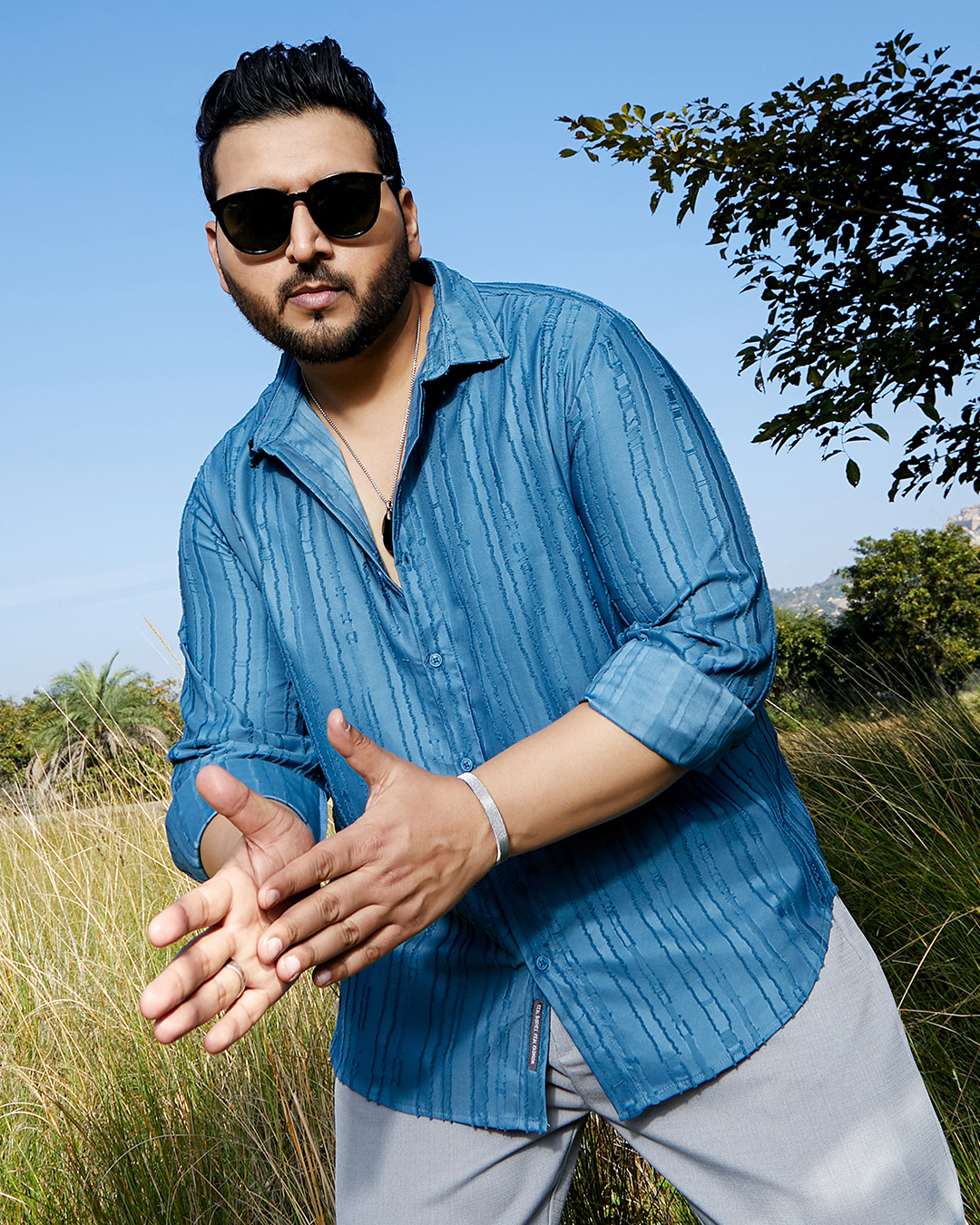 Buy Men's Steel Blue Textured Plus Size Shirt Online at Bewakoof