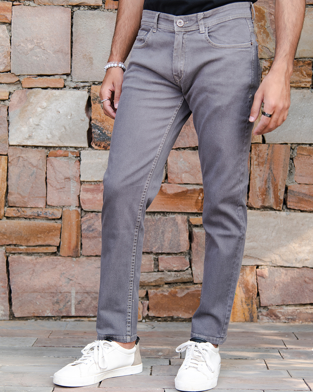 Buy Men's Stone Grey Jeans Online at Bewakoof
