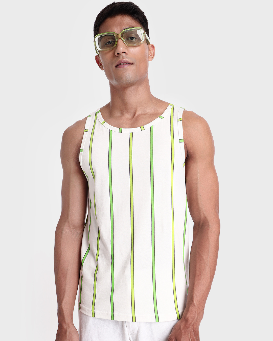 Buy Men's White Striped Vest Online at Bewakoof