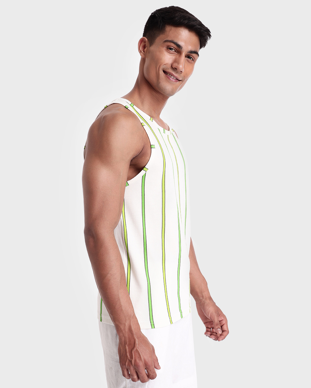 Buy Men's White Striped Vest Online at Bewakoof