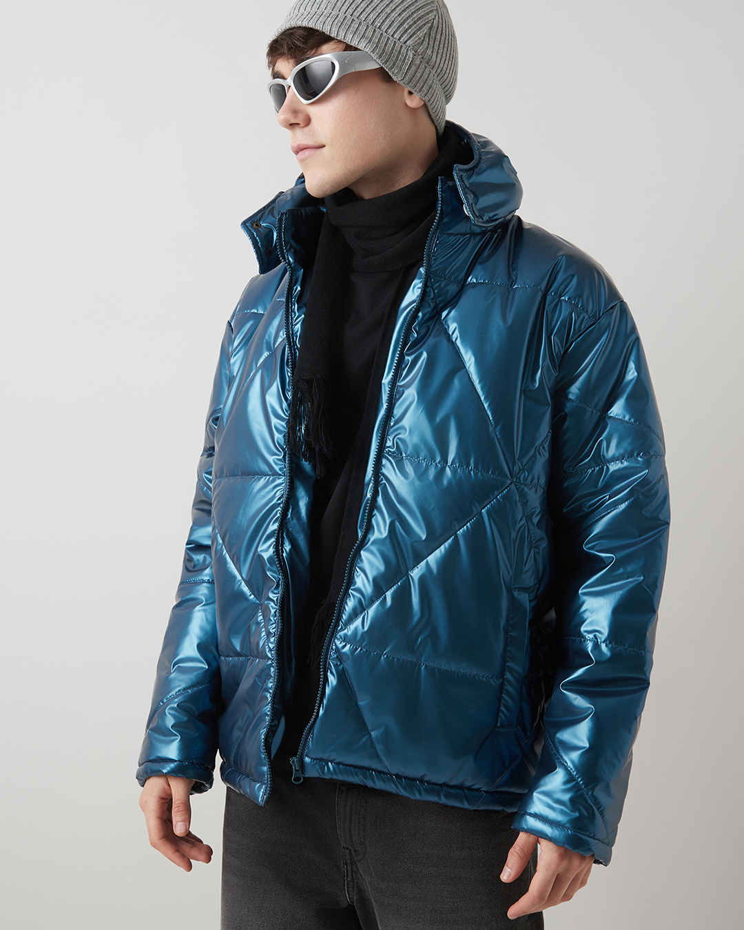 Buy Men's Teal Blue Oversized Puffer Jacket Online at Bewakoof