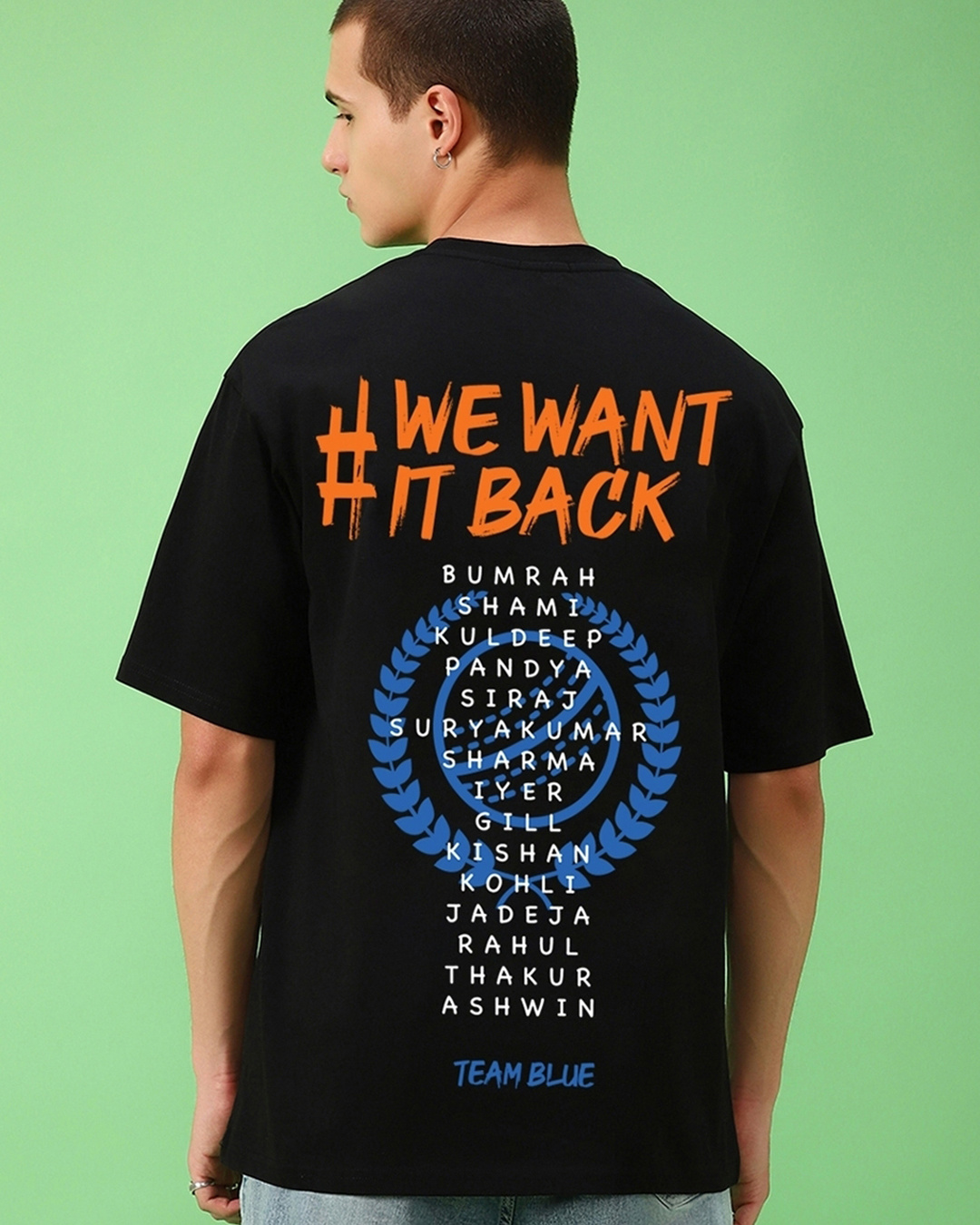 Buy Men's Team Blue Graphic Printed Oversized T-shirt Online at Bewakoof