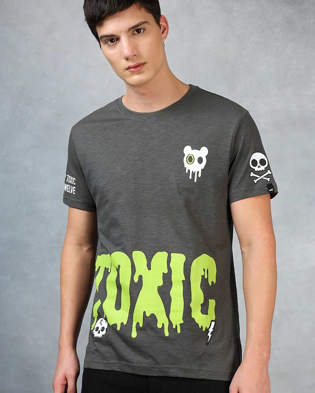 Buy Men's Toxic Grey Graphic Printed T-shirt Online at Bewakoof