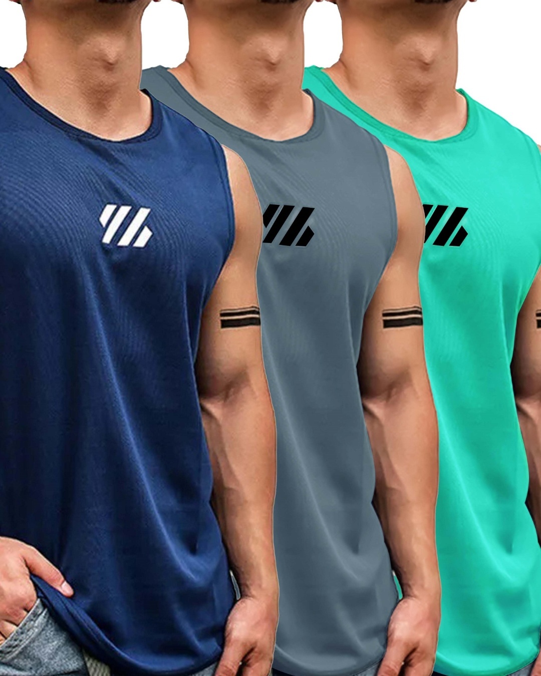 Buy Pack of 3 Men's Multicolor Typography Slim Fit Vest Online at Bewakoof