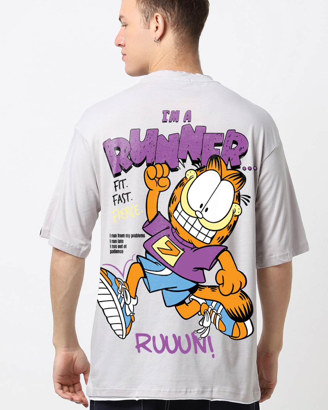 Buy Men's Vapour Blue Da Runner Graphic Printed Oversized T-shirt ...