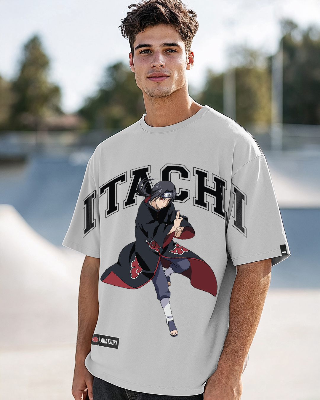 Buy Men's Vapour Blue Itachi Akatsuki Graphic Printed Oversized T-shirt ...